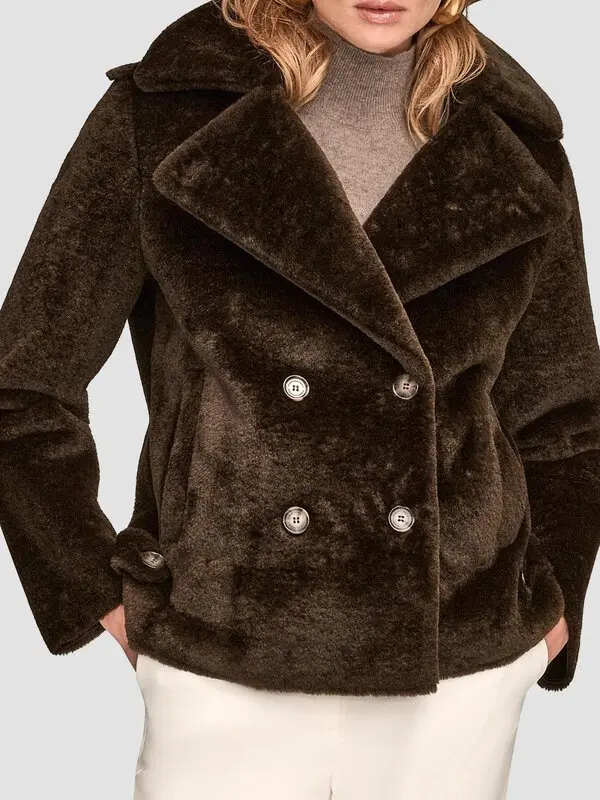 Donna Karan New York Faux-fur Double-breasted Coat