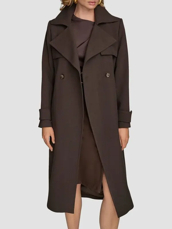 Donna Karan New York Belted Notched-collar Trench Coat - Chocolate