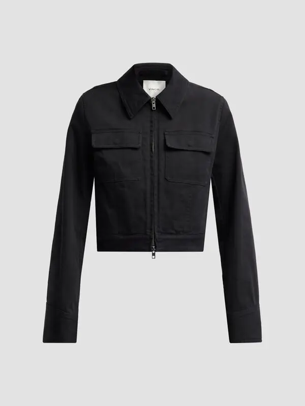 Vince Shrunken Cotton-blend Twill Jacket - Black