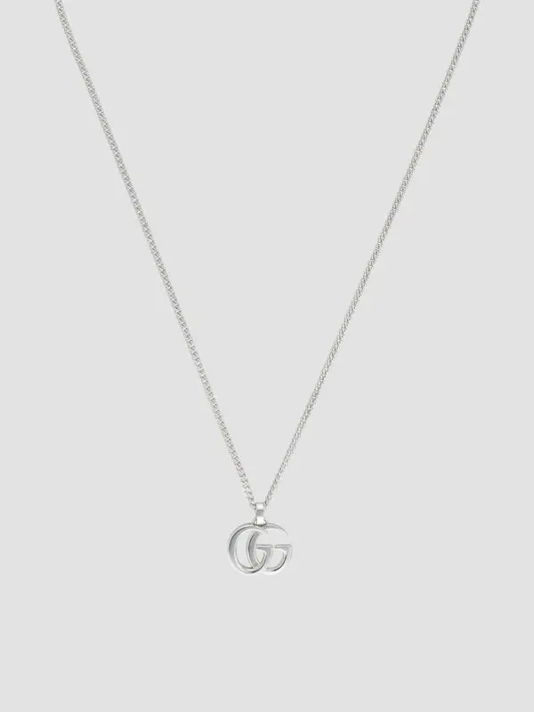 Gucci Gg Marmont Sterling Logo Pendant Necklace - Silver