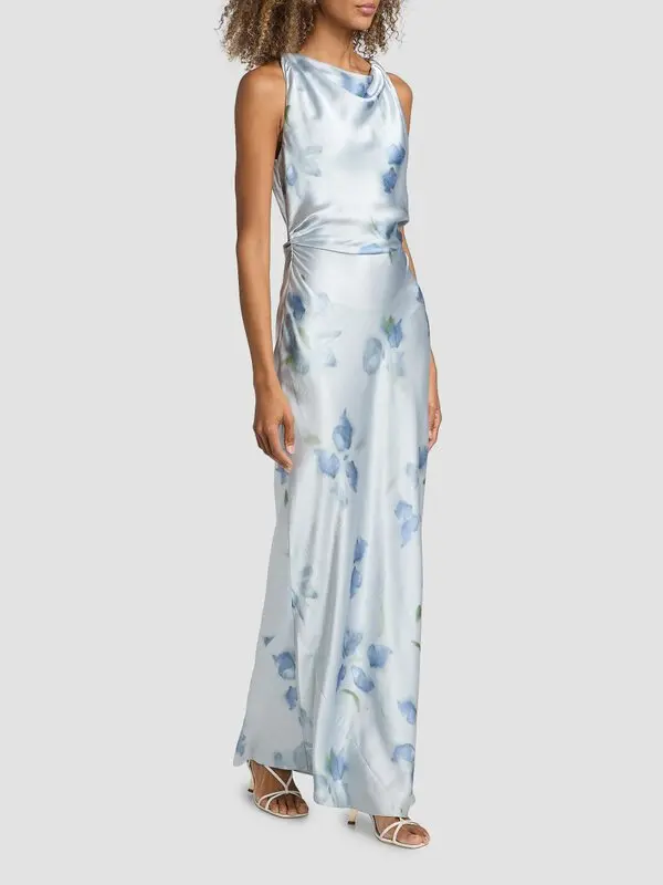Vince Petal Blur Twist-shoulder Bias-cut Maxi Dress