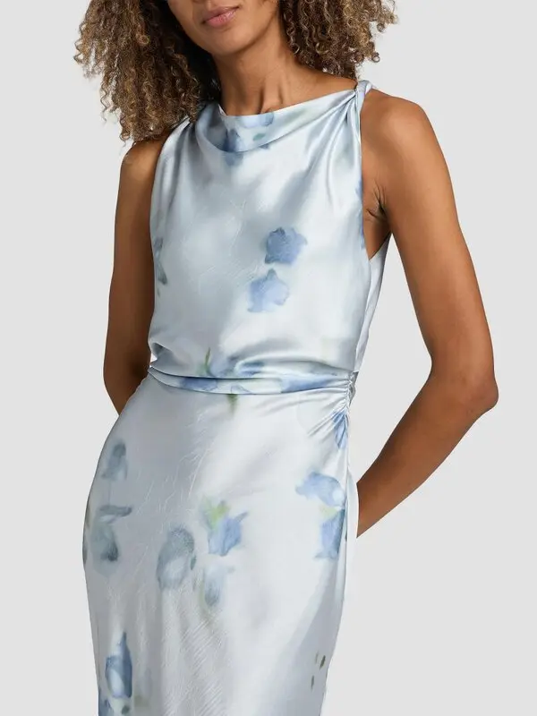 Vince Petal Blur Twist-shoulder Bias-cut Maxi Dress