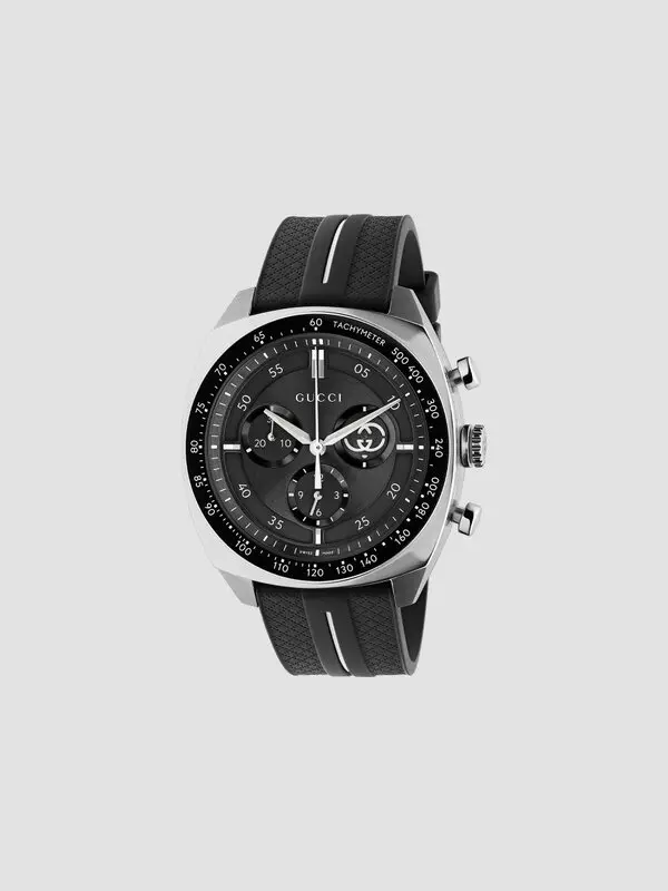 Gucci Interlocking Stainless Steel & Rubber Chronograph Watch/41mm - Black