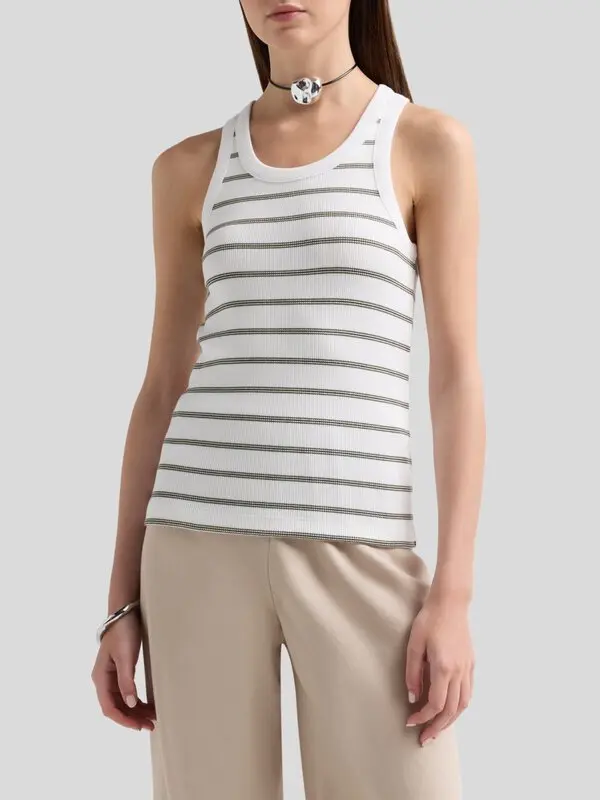 Vince Striped Cotton-blend Tank