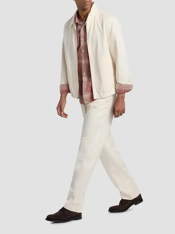 Vince Cotton-linen Bomber Jacket - Blanco