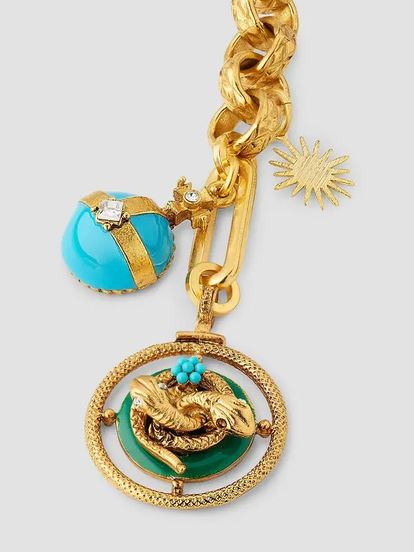 ELIZABETH COLE Snake Crystal, Enamel & 24k-gold-plated Bag Charm