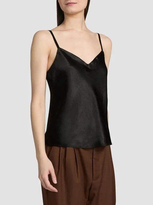 Vince Satin V-neck Cami - Black