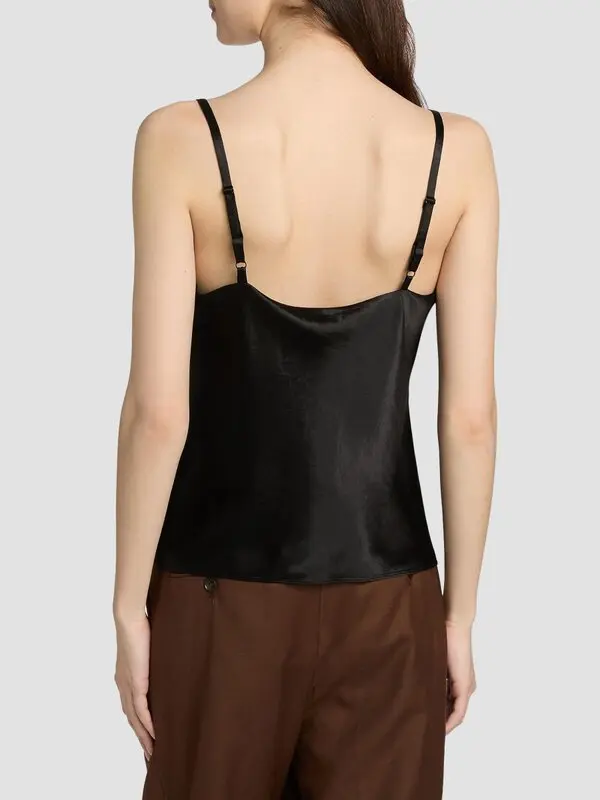 Vince Satin V-neck Cami - Black