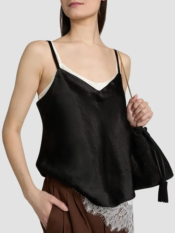 Vince Satin V-neck Cami - Black