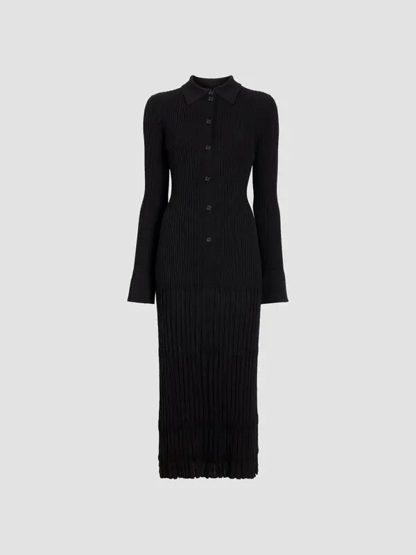 Proenza Schouler Rosario Textured Merino Wool Midi Dress - Black