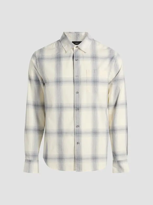 Vince Townes Plaid Cotton Shirt - Blanco Hawk