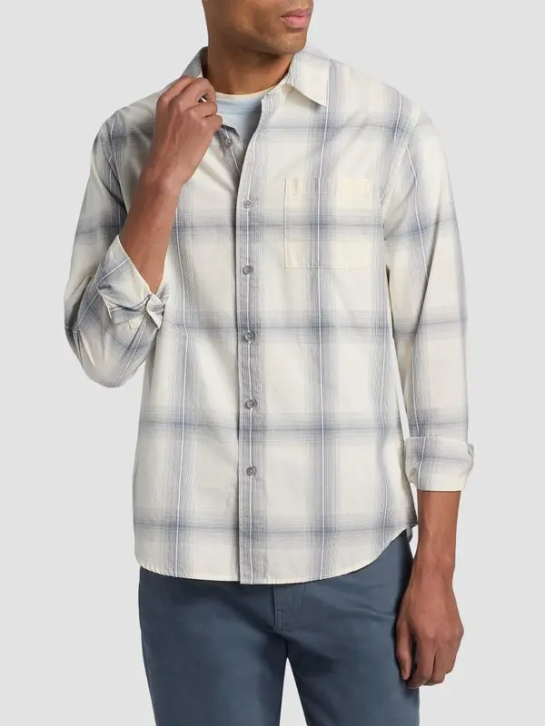 Vince Townes Plaid Cotton Shirt - Blanco Hawk