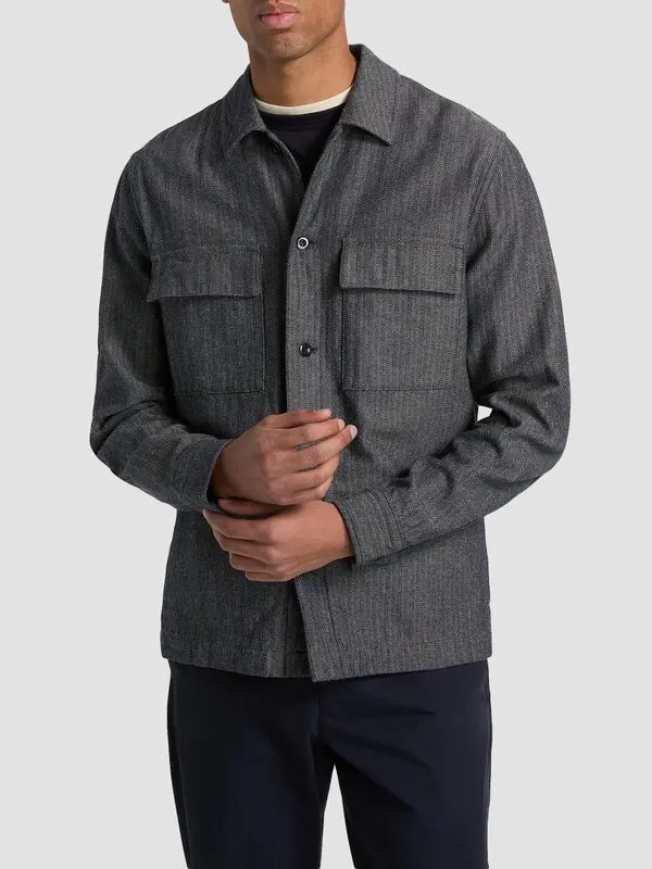 Vince Herringbone Cotton-linen Overshirt