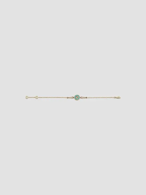 Gucci 18k Yellow Gold, Amazonite & 0.05 Tcw Diamond Logo Charm Bracelet - Green