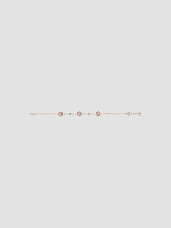 Gucci 18k Rose Gold & 0.05 Tcw Diamond Logo Charm Bracelet