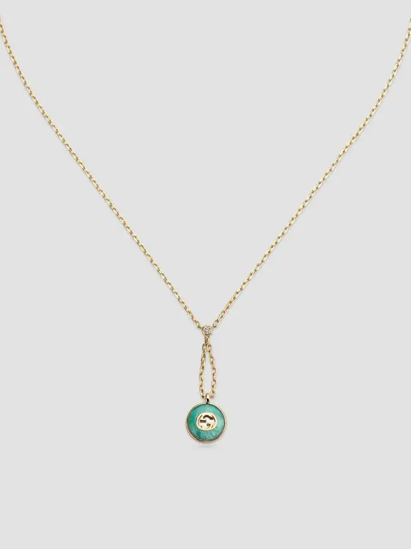 Gucci 18k Yellow Gold, Amazonite & 0.05 Tcw Diamond Pendant Necklace