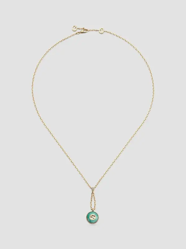 Gucci 18k Yellow Gold, Amazonite & 0.05 Tcw Diamond Pendant Necklace