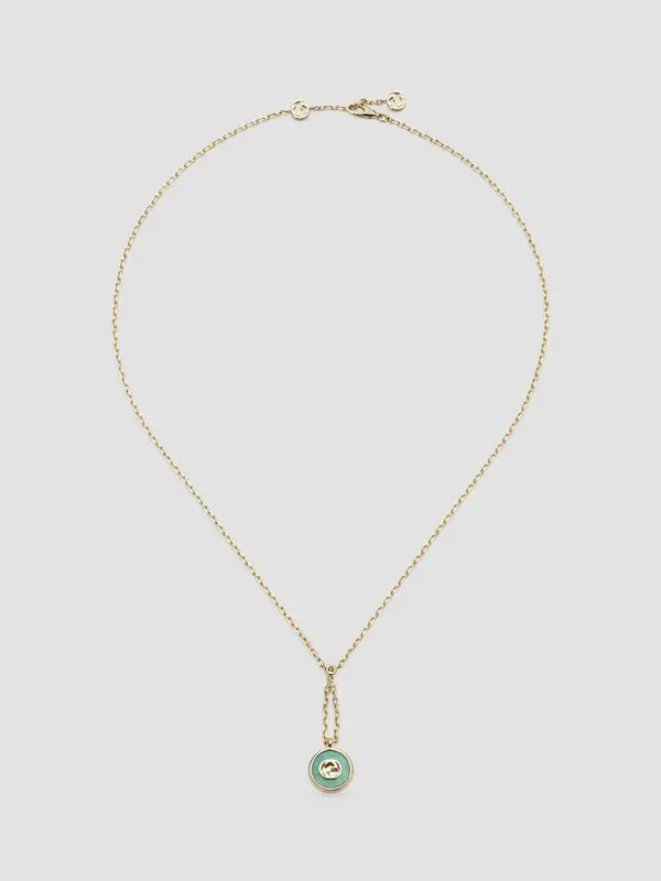 Gucci 18k Yellow Gold, Amazonite & 0.05 Tcw Diamond Pendant Necklace
