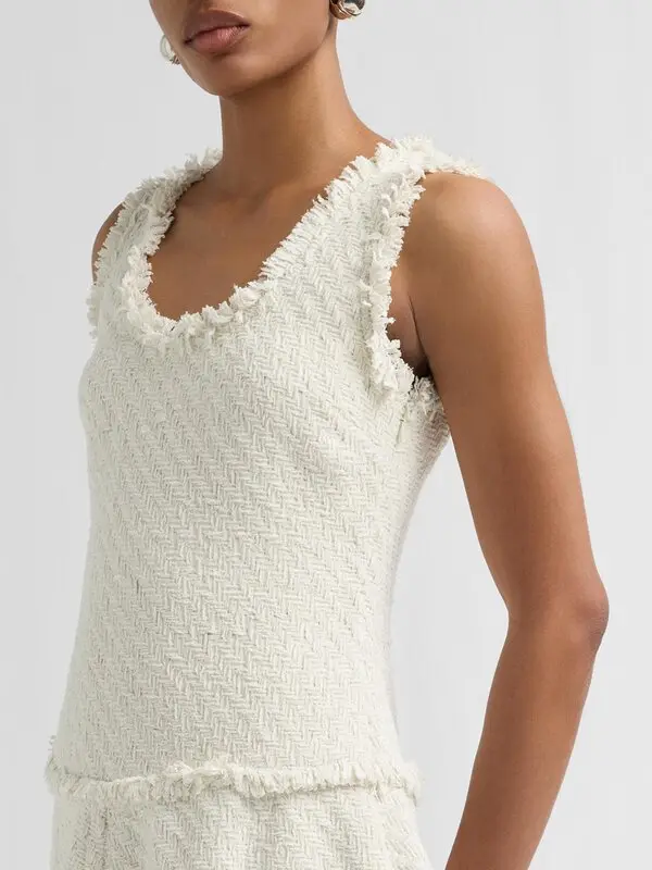 Proenza Schouler White Label Kaida Basketweave Tweed A-line Mini Dress - White