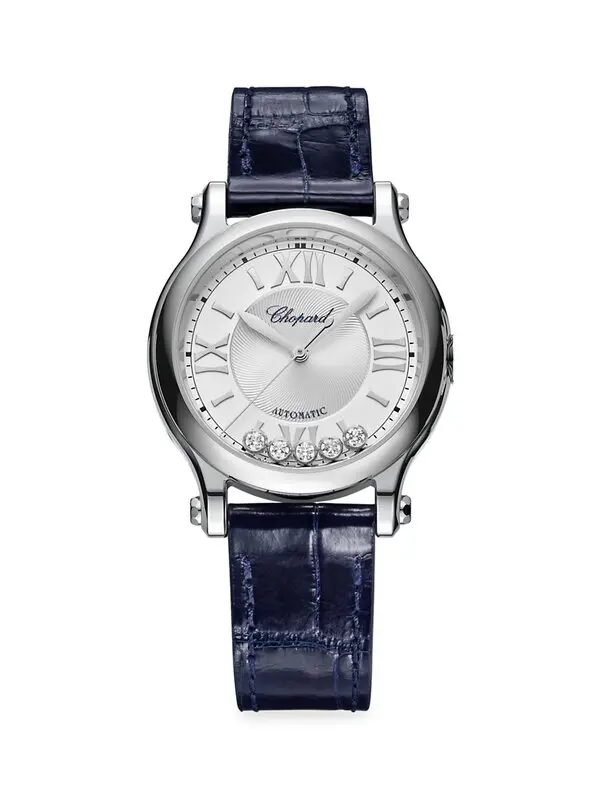 Chopard Happy Sport Stainless Steel, Diamond & Alligator Leather-strap Watch