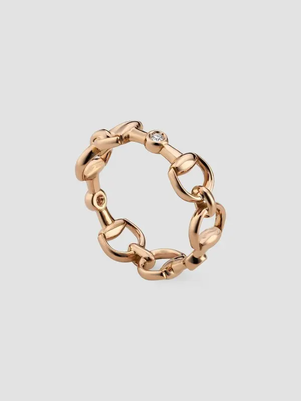 Gucci 18k Rose & 0.03 Tcw Diamond Horsebit Ring