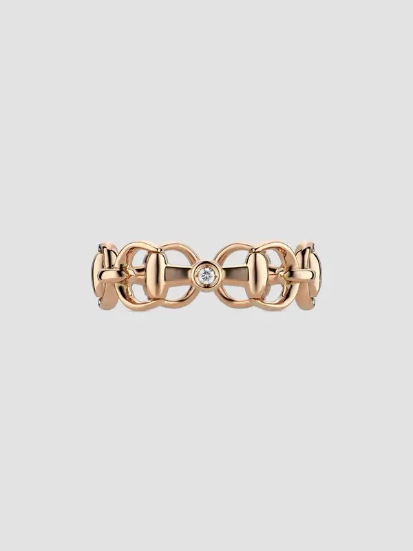 Gucci 18k Rose & 0.03 Tcw Diamond Horsebit Ring