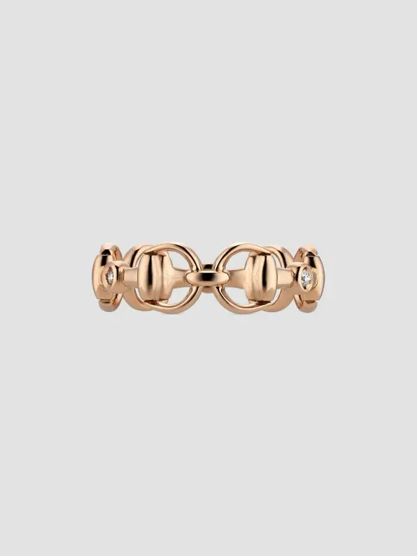 Gucci 18k Rose & 0.03 Tcw Diamond Horsebit Ring