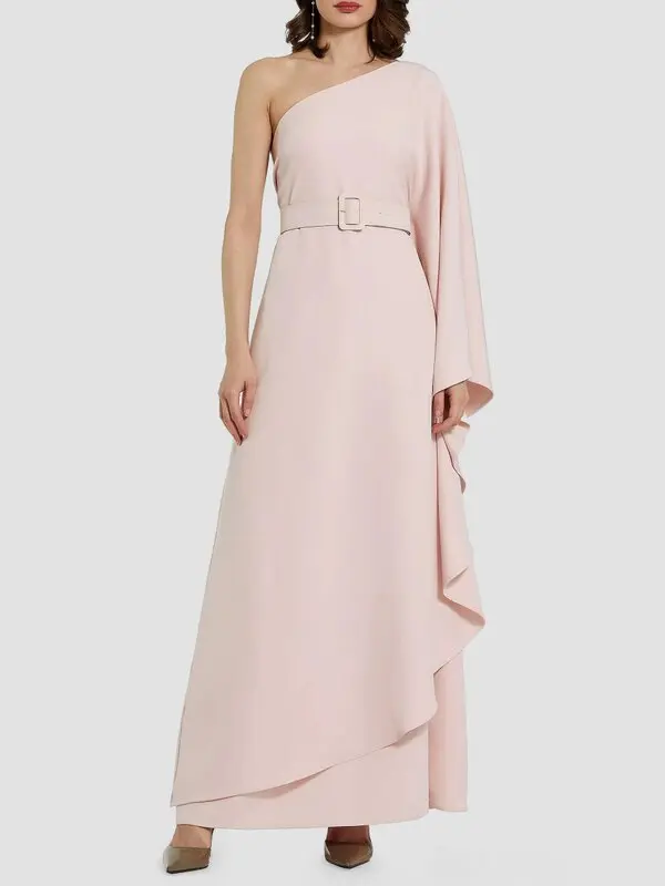 Mac Duggal Belted Crepe Kaftan Dress