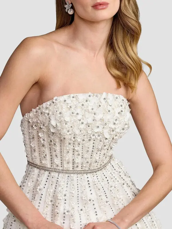 Mac Duggal Embellished Lace Strapless Midi Cocktail Dress - Ivory