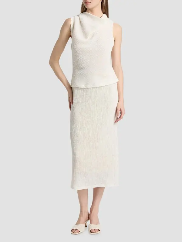 Vince Shadow Grid Cowlneck Top