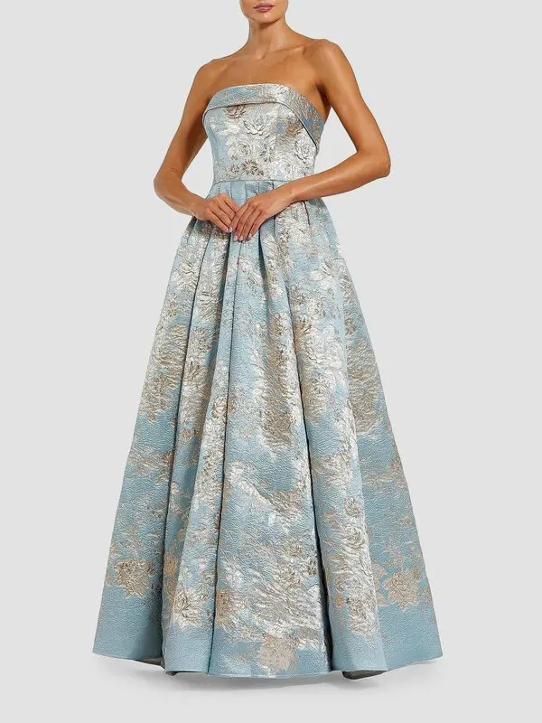 Mac Duggal Cocktail Floral-brocade Pleated Ballgown