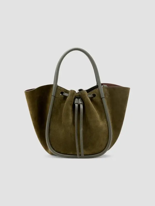 Proenza Schouler Small Ruched Suede Tote Bag - Olive