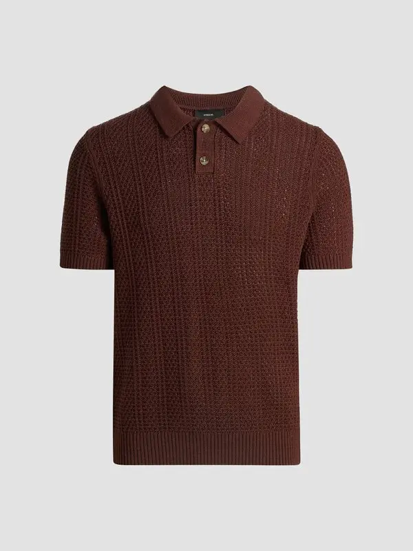 Vince Seed-stitch Ribbed Cotton Polo Shirt - Deep Satin