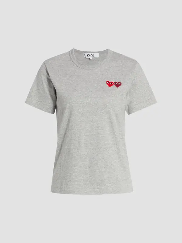 Play Comme Des Garcon Double Heart T-shirt - Grey