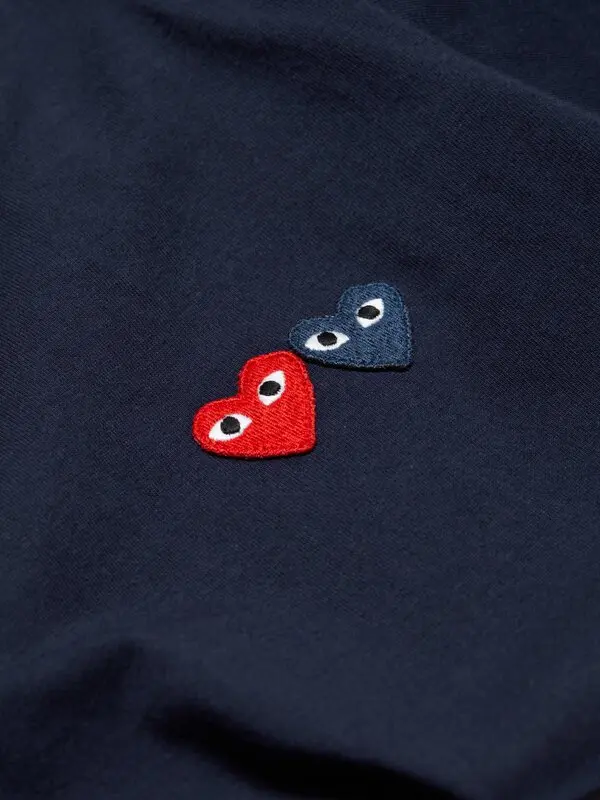 Play Comme Des Garcon Double Heart T-shirt - Navy