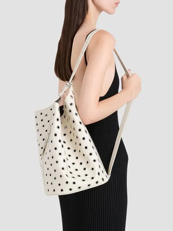 Proenza Schouler Brant Grommet Leather Bucket Bag - Ecru