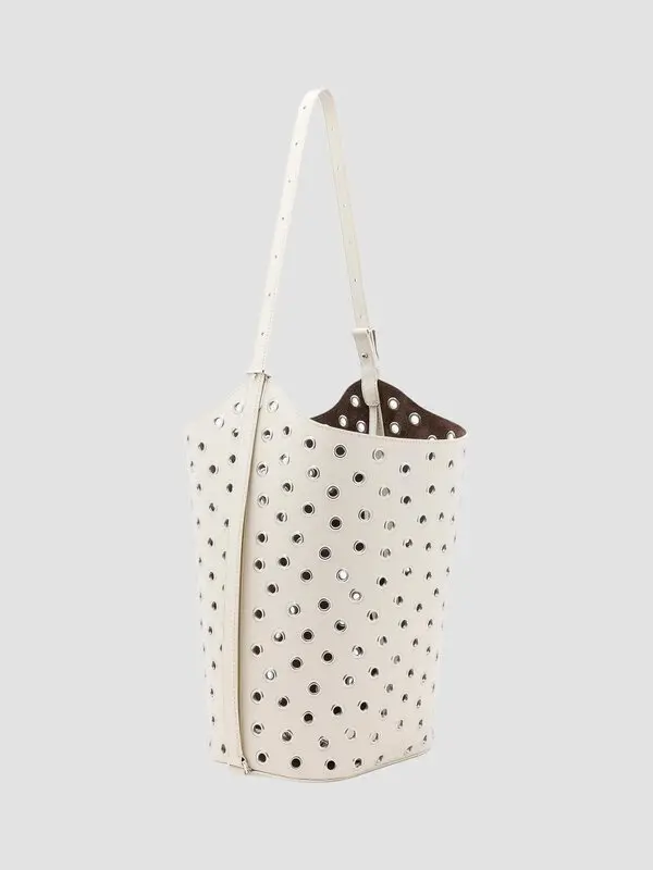 Proenza Schouler Brant Grommet Leather Bucket Bag - Ecru