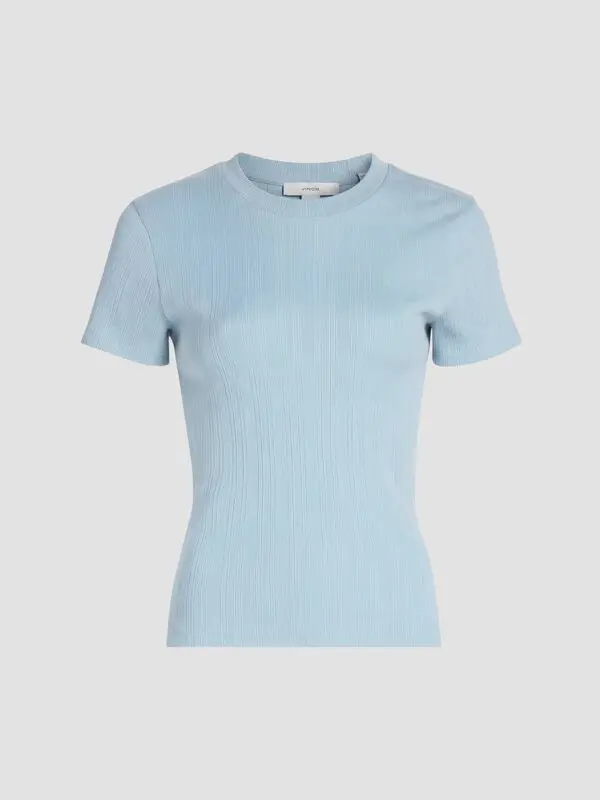 Vince Rib-knit Mock Turleneck Short-sleeve Top