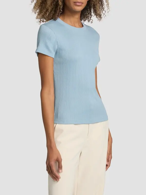 Vince Rib-knit Mock Turleneck Short-sleeve Top