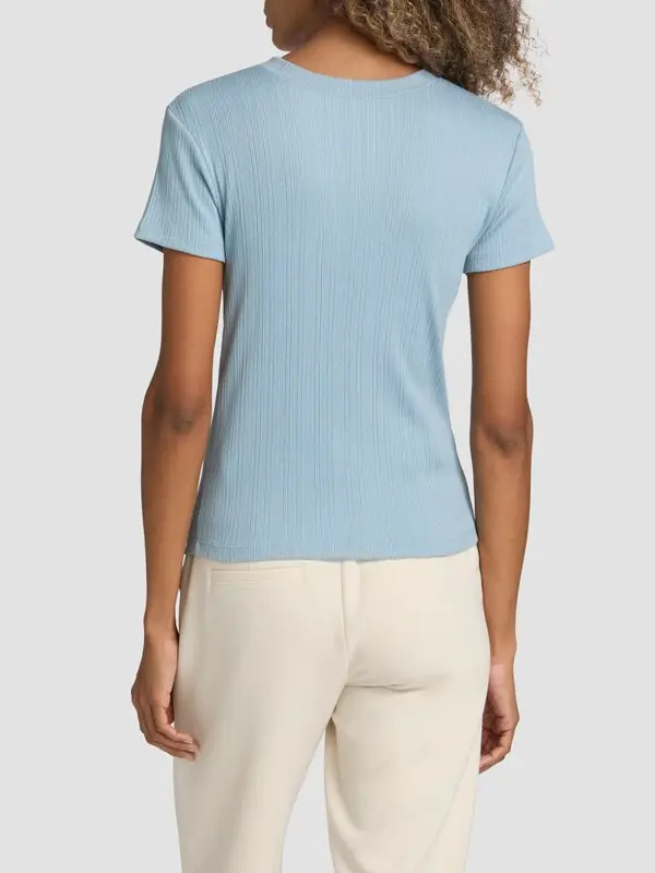 Vince Rib-knit Mock Turleneck Short-sleeve Top