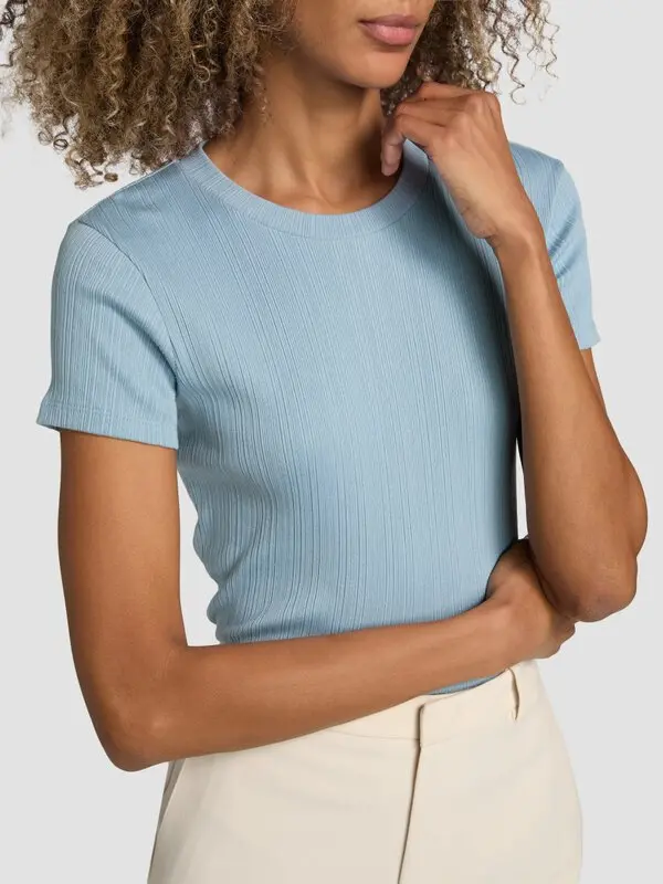 Vince Rib-knit Mock Turleneck Short-sleeve Top