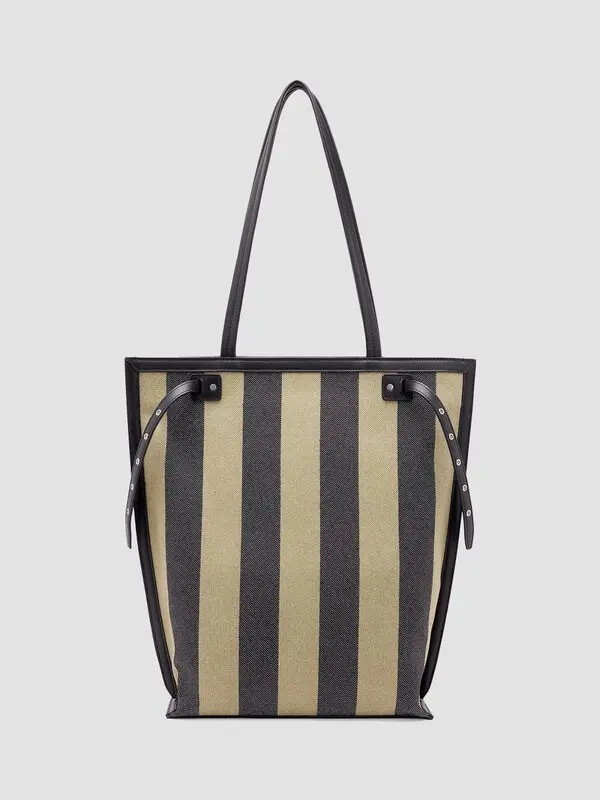 Proenza Schouler North South Days Striped Canvas Tote Bag - Moss Black