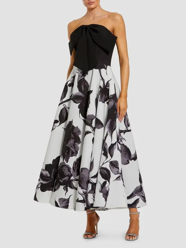 Mac Duggal Ieena Floral Crepe Strapless Cocktail Dress