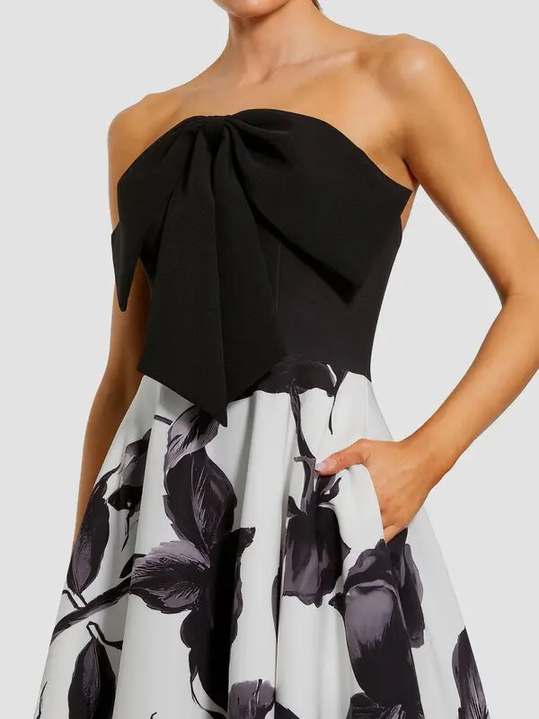 Mac Duggal Ieena Floral Crepe Strapless Cocktail Dress