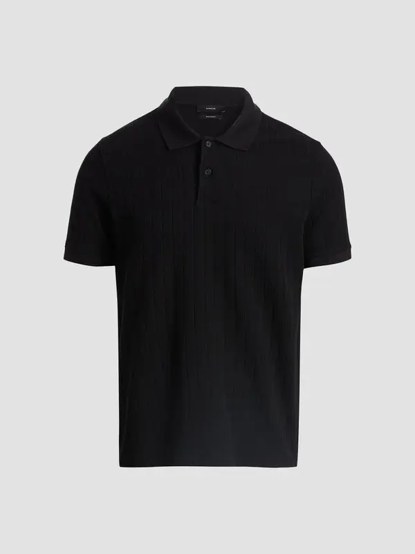 Vince Drop-needle Striped Pima Cotton Polo Shirt - Black