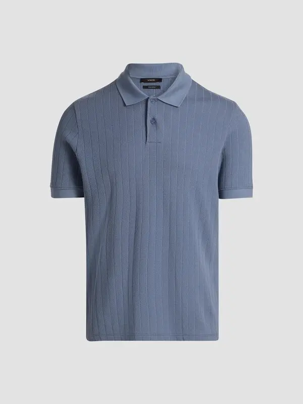 Vince Drop-needle Striped Pima Cotton Polo Shirt - Hawk Blue