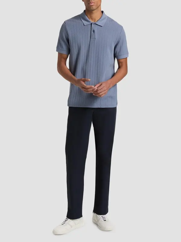 Vince Drop-needle Striped Pima Cotton Polo Shirt - Hawk Blue
