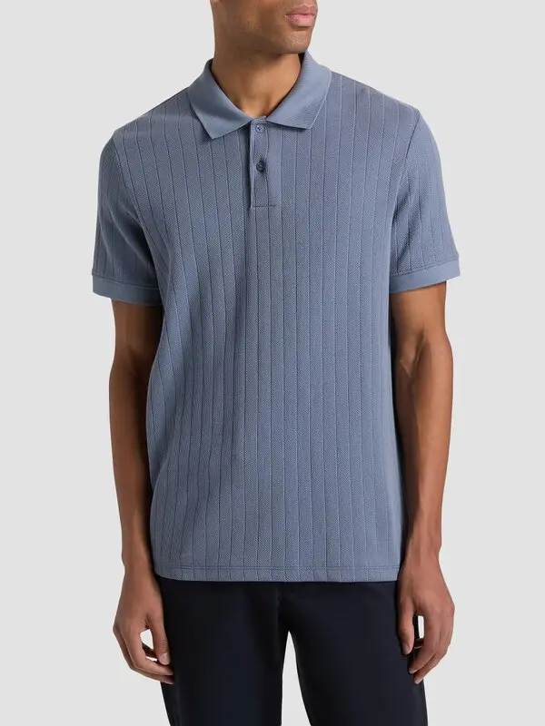 Vince Drop-needle Striped Pima Cotton Polo Shirt - Hawk Blue