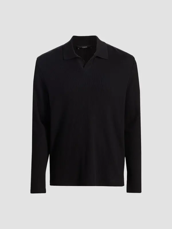 Vince Macro Rib-knit Johnny Collar Shirt