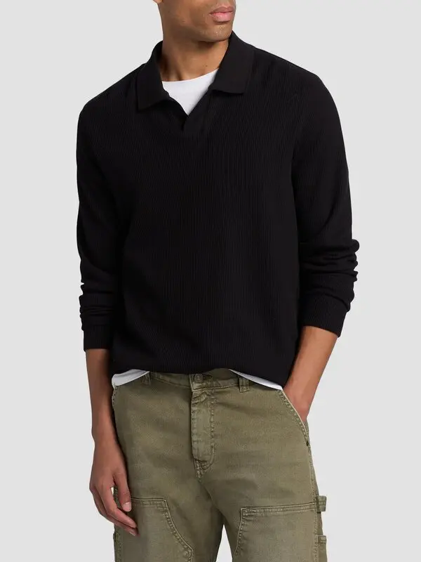 Vince Macro Rib-knit Johnny Collar Shirt